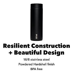 MiiR, 360 Traveler, Stainless Steel Double-Wall Vacuum Insulated Tumbler, Black, 16 Fluid Ounces