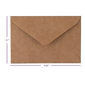 Kraft Mini Envelopes Brown Kraft Envelopes for Gift Cards and Business Cards (4"x2.75" 100 Pack)