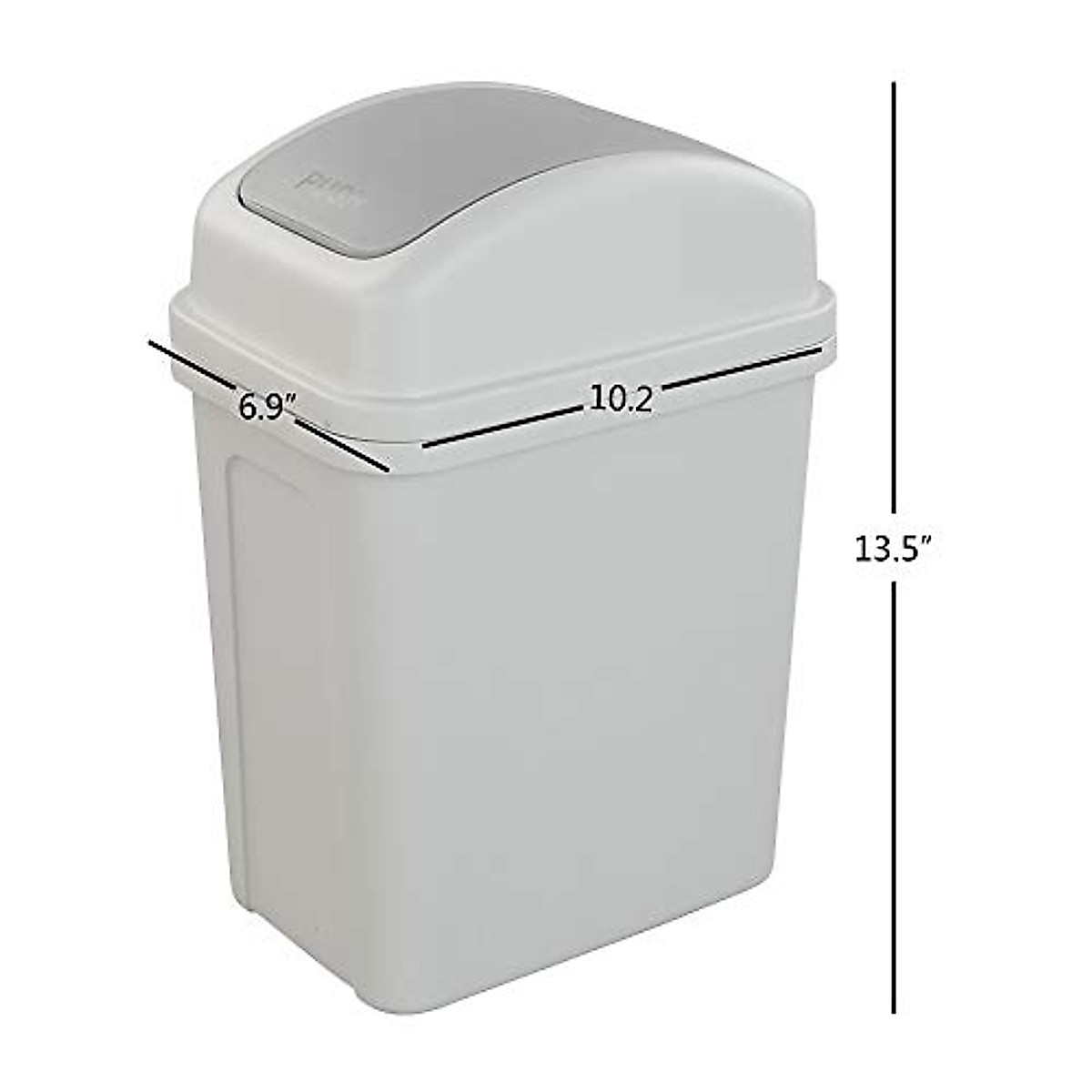 Asking 1.8 Gallon Small Trash Can with Swing-top Lid, Plastic Garbage Bin, Grey