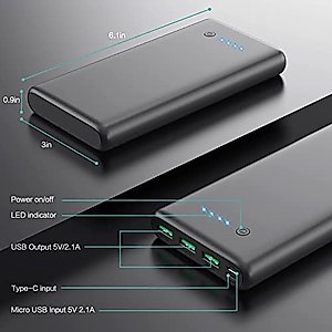 Portable Charger 36800mAh, Power Bank with Tri-Outport & Dual Inport (2.1A USB-C Input and Micro USB Input) External Battery Pack Compatible with iPhone 14/13/12/11,Galaxy S22 Tablet etc[2023 Version]