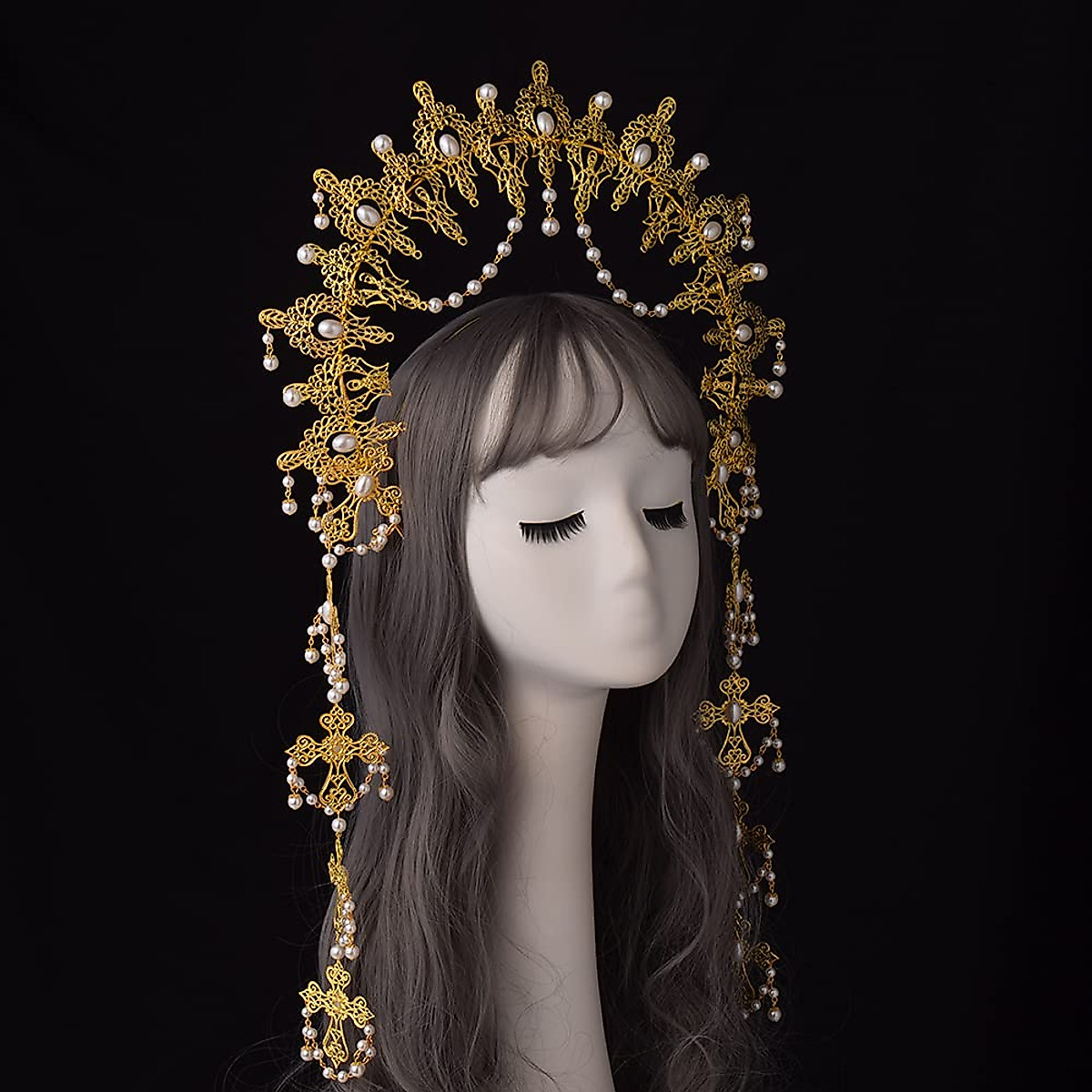 BLESSUME Halo Crown Mary Goddess Headband Women's Halloween Costume Goddess Headpiece (Style 10)