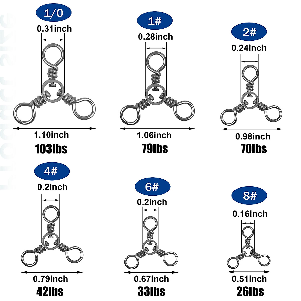 3 Way Swivels Fishing Tackle, 35pcs High Strength Triple Fishing Swivels Saltwater for Catfish Bottom Trolling Rig (1#)