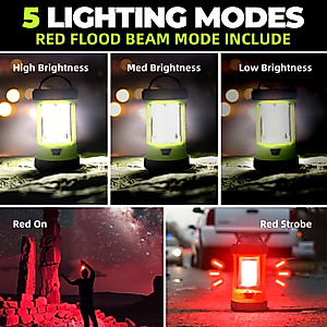 Rechargeable Camping Lantern, 3000LM 5 Light Modes Camping Light 4400 Capacity Phone Charger LED Impact-Resistant Flashlight Lantern Portable Waterproof Hurricane Lanterns for Emergency(Pale Green)