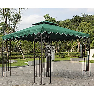 DockMoor 118"x118" Gazebo Canopy Top Replacement 10x10 Canopy Cover 2 Tier (Green-Wave Edge)