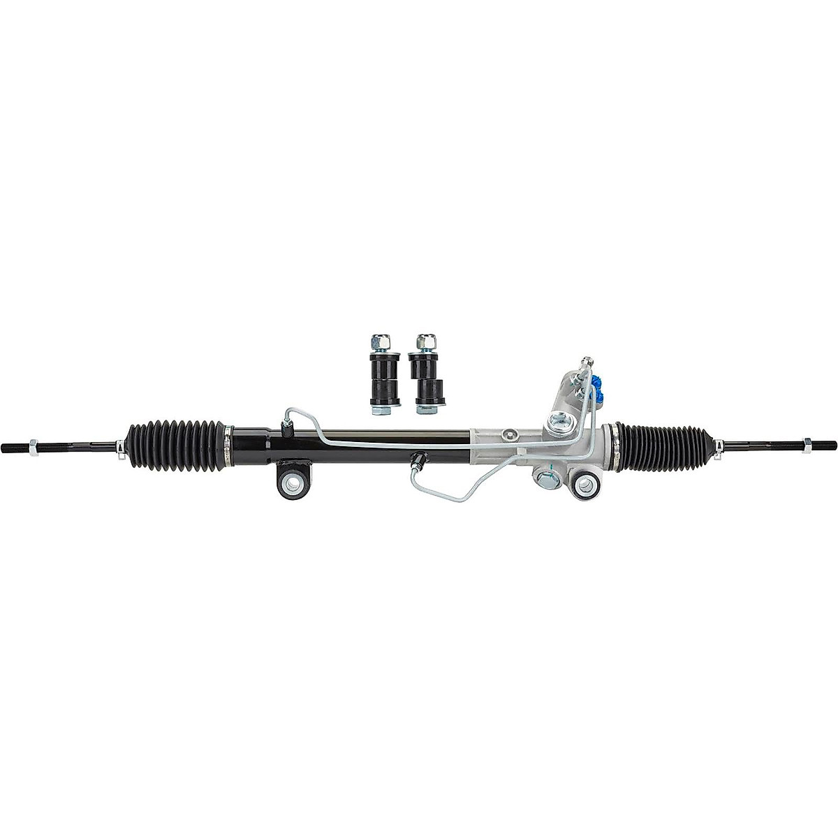 Mustang II Power Steering Rack & Pinion w/Offset Bushings, 82-88 T-bird Design, AN-6 Fittings, 3/4"-36 Spline Input, Compatible with Original & Aftermarket Crossmembers, 15:1 Ratio