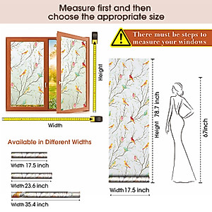 Coavas Stained Glass Window Film, Decorative Frosted Glass Window Privacy Film, Static Cling Non-Adhesive Window Sticker for Front Door Bathroom Heat Control Anti UV, 17.7 x 78.7 Inches