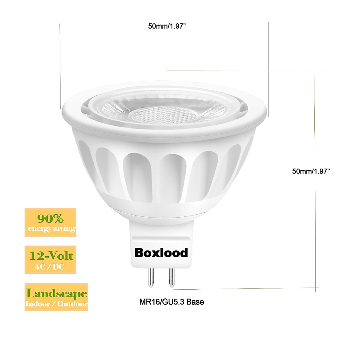 10Pack MR16 LED Light Bulbs, AC/DC12 Volt LED Spotlight Bulb, Gu5.3 Bi-Pin Base, 5 Watt(50 Watt Equivalent), Non Dimmable, 3000 Kelvin Warm White, 40 Degree Narrow Beam Angle by Boxlood