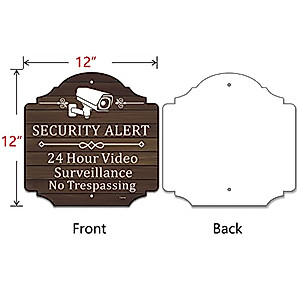 2 Pack Security Alert 24 Hour Video Surveillance Signs No Trespassing Signs 12 x 12 Inches CCTV Camera Warning Safety Signs Metal Reflective Sturdy Rust Aluminum Waterproof Easy to Install