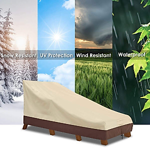 Vailge Waterproof Patio Chaise Lounge Cover, 600D Heavy Duty Outdoor Lounge Chair Covers,UV Resistant Patio Furniture Covers,2 Pack-Medium,Beige & Brown