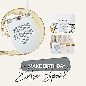 Wedding Planning Cup - Great Engagement Gifts for Women - 12oz Future Mrs. Cup Wine Tumbler with Lid and straw! Perfect Engagement Gift For her, Gifts for Bride Wine Glass, or Fiance Gifts for Her