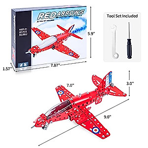 COSKEHAN STEM Assembled Model Plane Kit Building Toy, 201 Pieces STEM Projects Airplane Building Kits for Kids Age 8-12, STEM Educational Model Kit Gifts for Teenage Boys & Girls 8+, Red, 7*9*3 inch