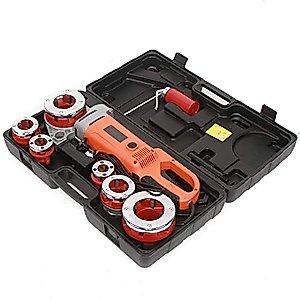 Electric Pipe Threader Tool Kit 2300W 110V, Portable Handheld Electric Pipe Threader Threading Machine With 6 Dies 1/2-Inch to 2-Inch Pipe Threading Die Heads, Ratchet Pipe Threader Kit