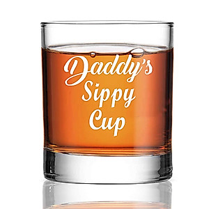 Perfectinsoy Daddy's Sippy Cup Whiskey Glass, Birthday Gift for for Dad, New Dad,Grandpa, Husband, Colleague, Funny Birthday Gift for Dad From Daughter Son Wife