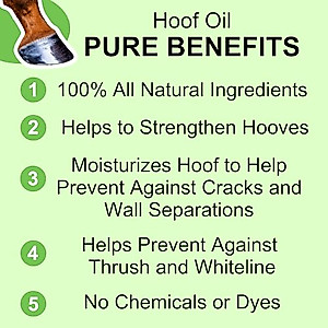 Pure Sole Hoof Oil - All Natural Hoof Conditioner for Horses with Hoof Oil Brush Applicator - Strengthens, Moisturizes and Treats Hoof Problems - 16 fl oz.