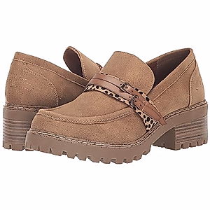 Blowfish Malibu Women's Lahtay Lug Heel Loafer, AlmondOiledVegan/CrmCoffDyec, 7.5M