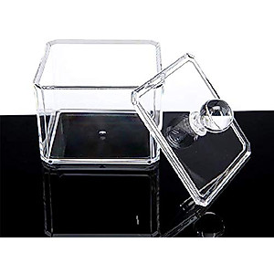 PuTwo Makeup Organizer Bathroom Storage Cotton Buds Dispenzer Cotton Swabs Holder with Lid - Square