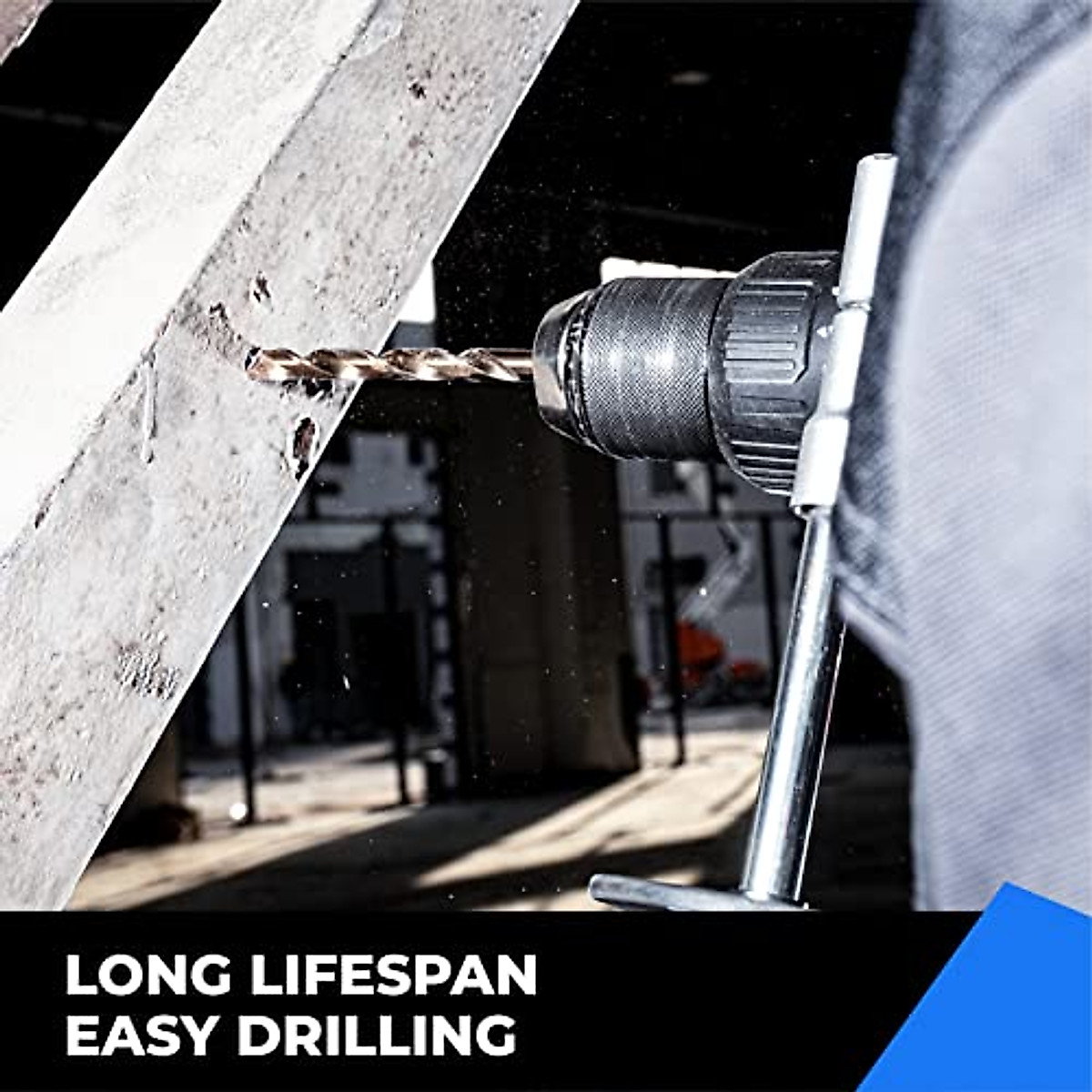 amoolo 1/8" inch Cobalt Drill Bits(10Pcs), M35 HSS Metal Jobber Length Twist Drill Bit Set for Hard Metal, Stainless Steel