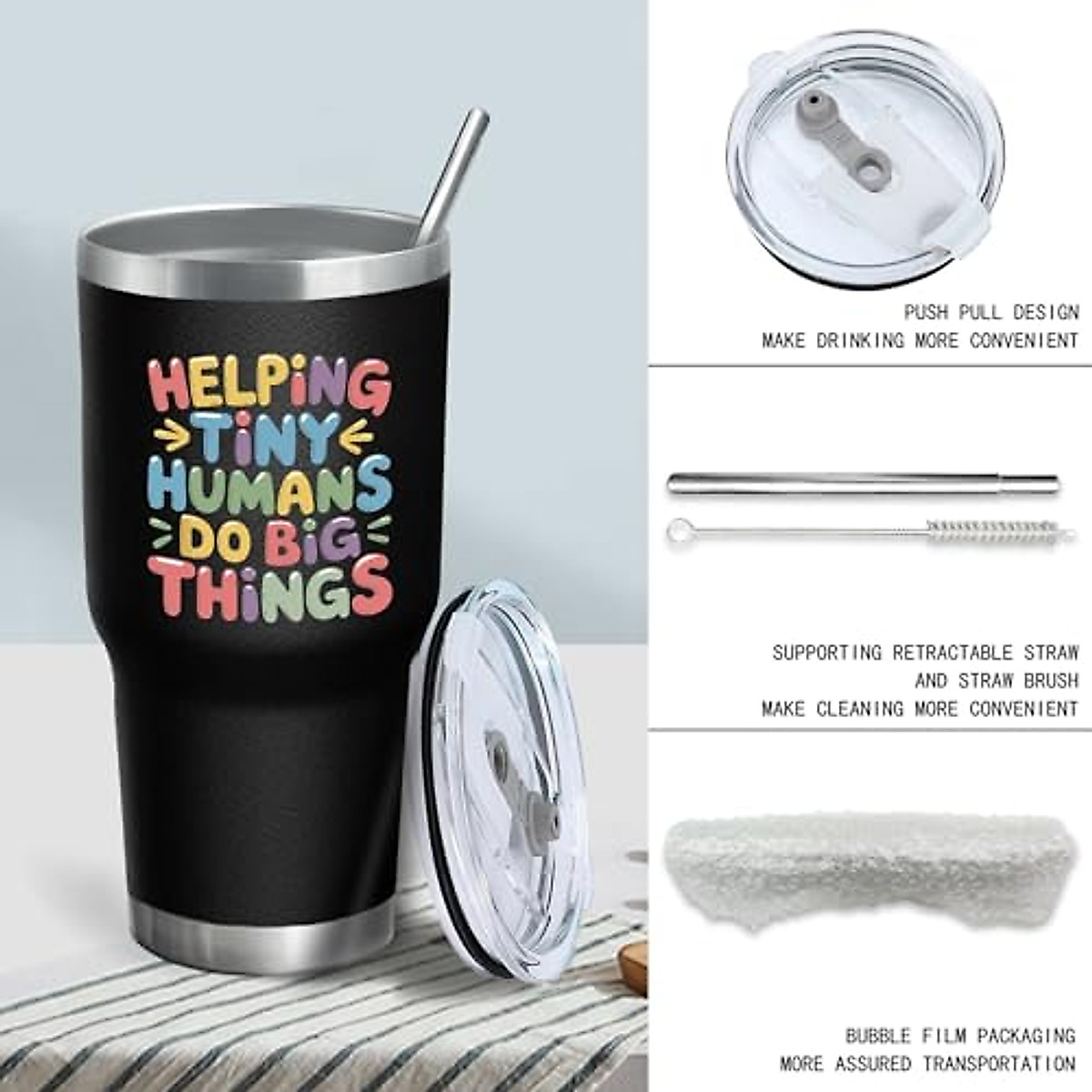 Helping Tiny Humanss Do Big Thingss Groovys Speds Teacher Tumbler With Lids For Fathers