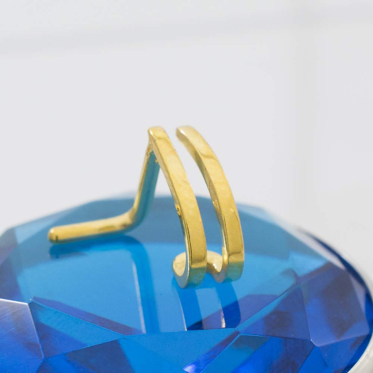 BodyJewelryOnline Gold I.P. Double Faux Hoop L-Shape Nose Ring, 20g Stud Thickness, 5/16” [8mm] Length, 1mm Wearable Bar Length, High-Grade Surgical Stainless Steel, Hypoallergenic, Nickel-Free