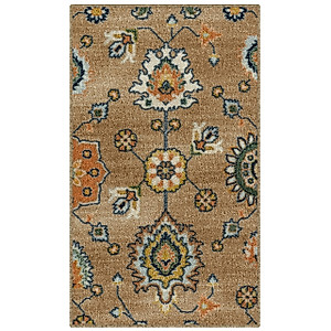 Maples Rugs Fleur Contemporary Motif Kitchen Rugs Non Skid Accent Area Carpet [Made in USA], Neutral/Multi, 1'8" x 2'10"