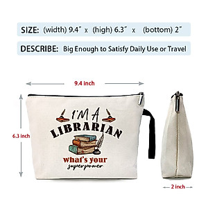 ZHANTUONE I'm a Librarian What’s Your Superpower，Tote Bag Gift For Librarian，Teacher Nerd Gifts，Funny Librarian Gifts，Librarian Retirement Gifts，Book Lover Gift，Gifts for Women men Reader Writers