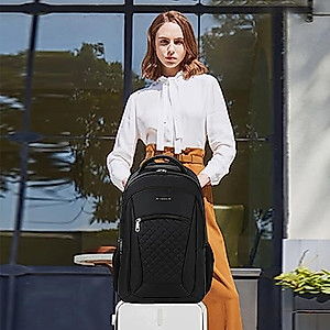 CALLPIONEER Travel Laptop Backpack for Women, Carry on Backpack for Airplanes 17 Inch Computer Work Bag, Extra Large Casual Daypack Backpacks Mens Business Backpack Black