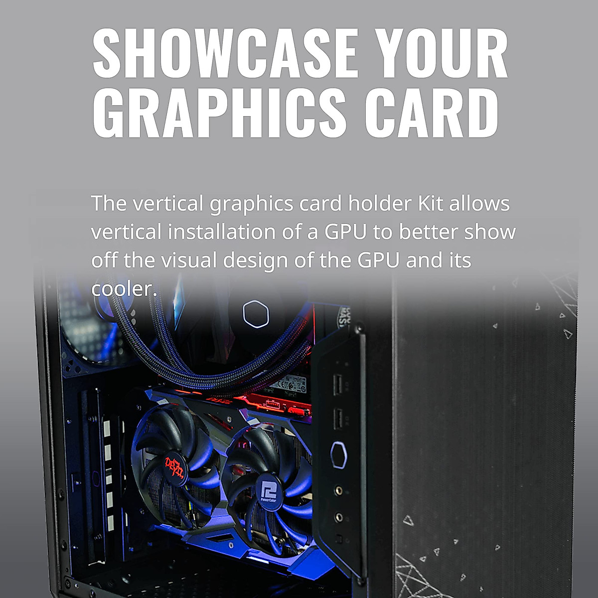 Cooler Master MasterAccessory Vertical GPU Card Holder Kit V2, Premium Riser Cable PCI-E 3.0 x16-165mm, Adjustable Length for E-ATX|ATX Cases (MCA-U000R-KFVK01)