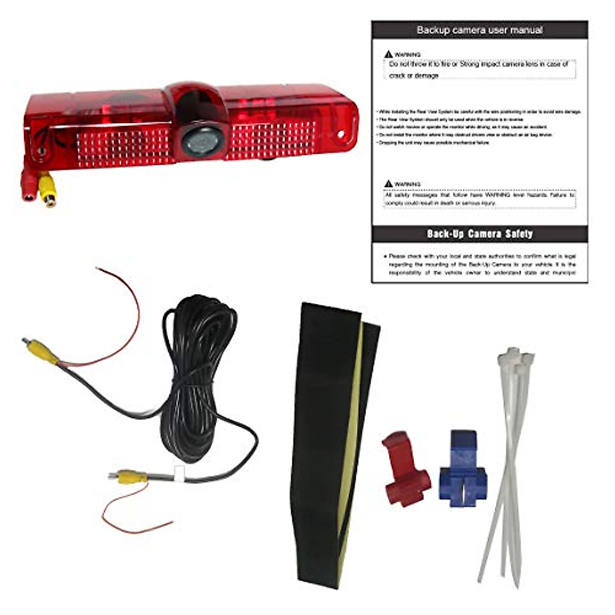 RED WOLF Third 3rd Brake Light Rear View Backup Camera for Chevrolet Express / GMC Savana 1500 2500/3500 2003-2019 Vans Reverse Parking Waterproof
