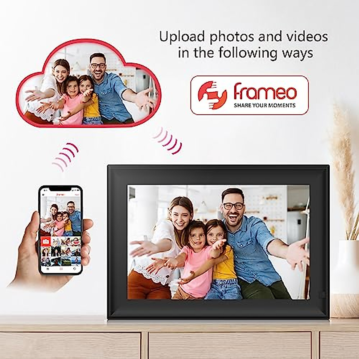 32GB FRAMEO 10.1 Inch Smart WiFi Digital Photo Frame 1280x800 HD IPS LCD Touch Screen, Auto-Rotate, Motion Sensor, Built in 32GB Memory, Share Moments Instantly via Frameo App from Anywhere