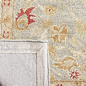 SAFAVIEH Antiquity Collection 4' x 6' Grey Blue / Beige AT822A Handmade Traditional Oriental Premium Wool Area Rug