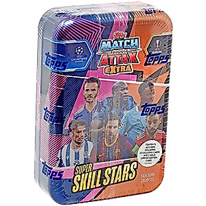 Match Attax 2020 2021 Topps Champions League Soccer Sealed Extra Edition Super Skill Stars Mega Collectors Tin with a Limited Edition Gold Card and 15 Exclusive Cards