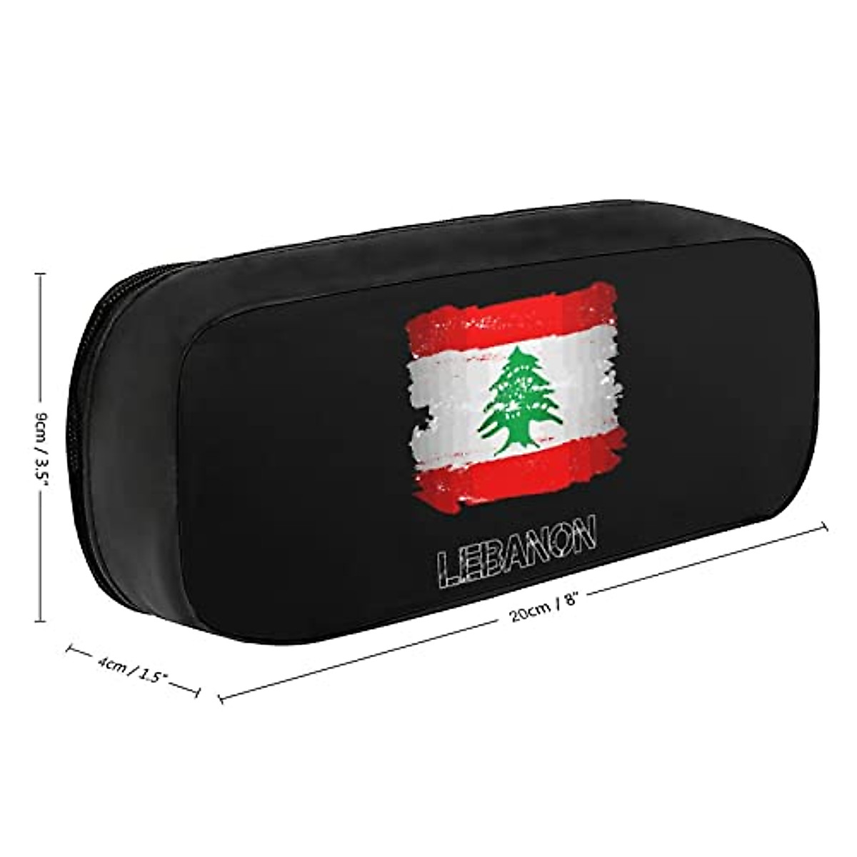 Flag of Lebanon Pencil Case PU Leather Pencil Pen Bag Large Capacity Pen Box Pencil Pouch Makeup Bag with Zip