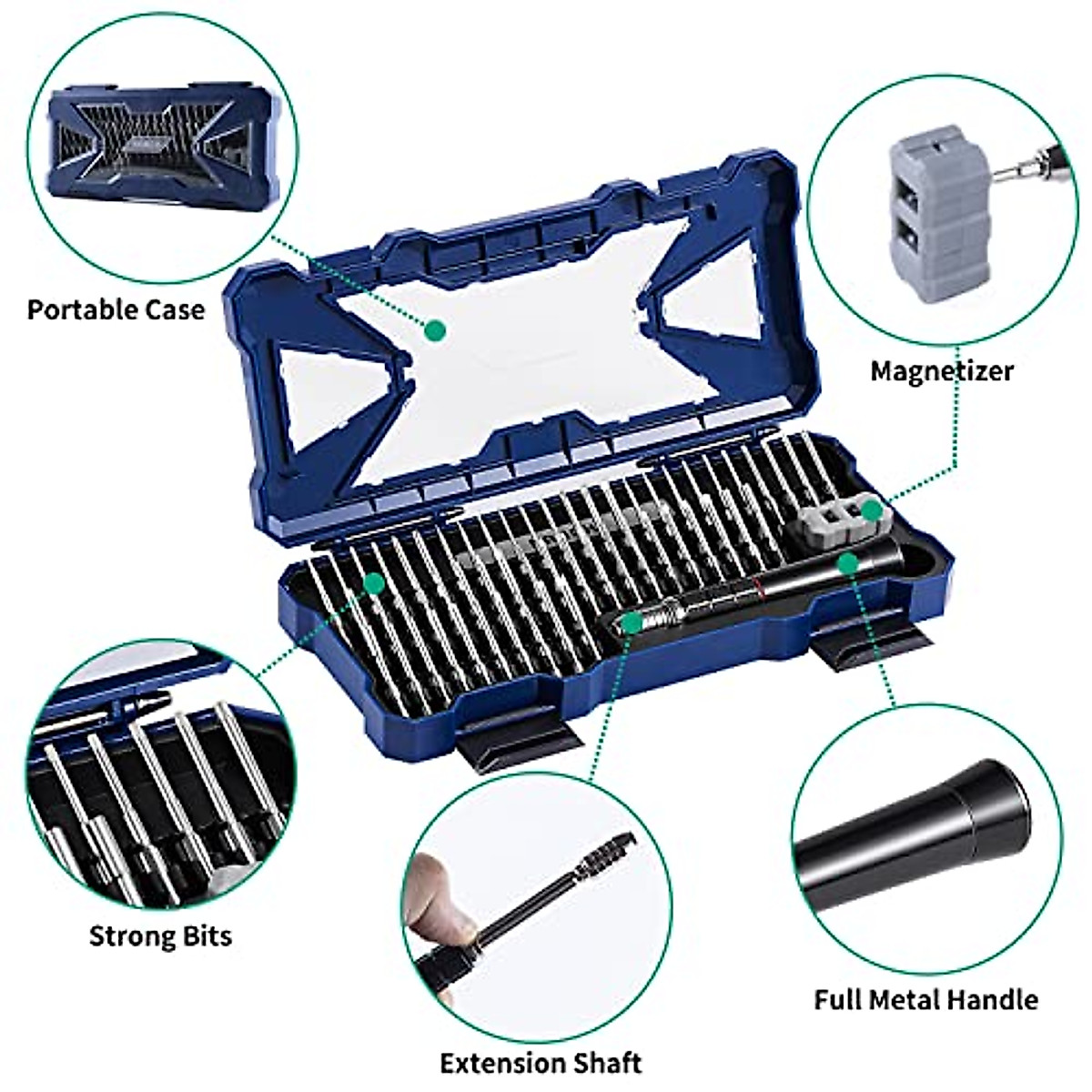 Nanch Precision Screwdriver Set,Premium Ergonomic Screwdriver with 55 High Strength Magnetic Screw Driver Bits for Computer Laptop Jewelers and other Small Electronics Repair.