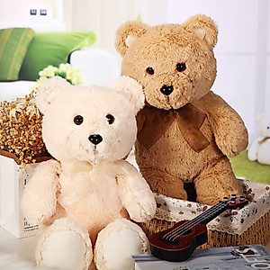 HyDren 2 Pcs 18 Inch Bears Stuffed Animal Bear Plush Animal Bears with Bows Large Size Plush Bear for Birthday Gifts for Relatives and Friend, Various, Party Decorations and More