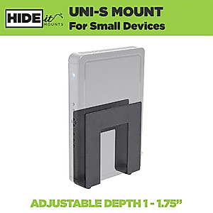 HIDEit Mounts Uni-S VESA Mount - American Company - Black Steel Adjustable Wall Mount - Cable Box Wall Mount, DVD Player Wall Mount, Streaming Device Wall Mount - Behind TV Cable Box Mount