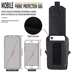 IronSeals Multi-Purpose Tactical Molle Pouch Waist Bag for Mobile Phone Belt Pouch Holster Cover Case for iPhone 14 Pro Max/13 Pro Max/12/11 Pro Max/XS Max, Size L