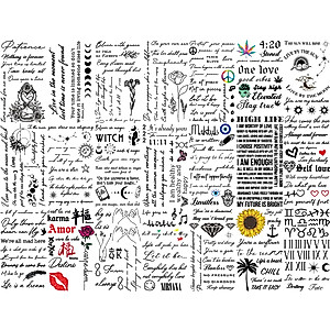 IMPRESSED Realistic Temporary Tattoos – 42 Custom Sheets Tiny Fake Self Care Tattoo – Inspirational Minimalist Affirmation Words and Motivational Quote Permanent Tats for Adult Teens Women Face Body