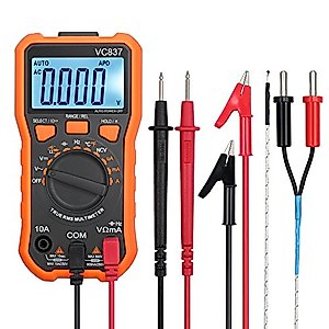 Proster Autoranging Multimeter 6000 Counts AC DC Current Tester Voltage Meter Volt Ohm Meter with Alligator Clips TRMS NCV Temperature Capacitance Diode Audible Continuity Meter