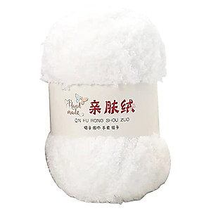 Generic Chenille Yarn Fluffy Coral Velvet Yarn Hard to Fade for Sewing Shop 1 Roll White