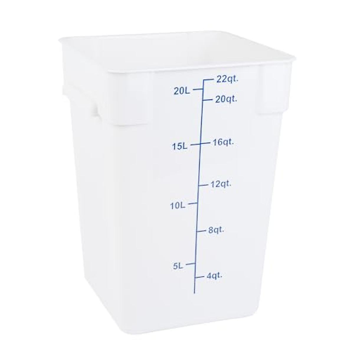 Restaurantware - Met Lux 22 Quart Food Storage Container, 1 White Storage Container - Lids Sold Separately, Blue Volume Markers, Dishwashable Container, Side Handles, For Storing Foods