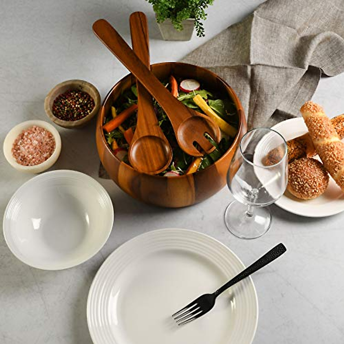 Gibson Home Laurel Acacia Wood Salad Bowl Set, 3 - Piece, Acacia Wood