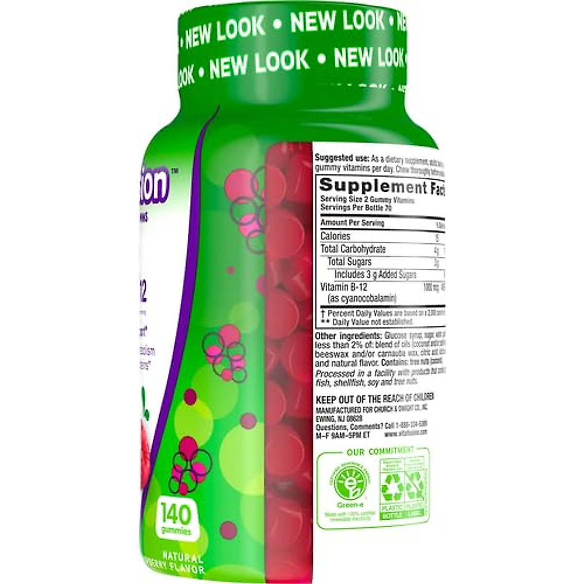 vitafusion Vitamin B12 Gummy Vitamins for Energy Metabolism Support, Natural Raspberry Flavored, America’s Number 1 Gummy Vitamin Brand, 70 Day Supply, 140 Count