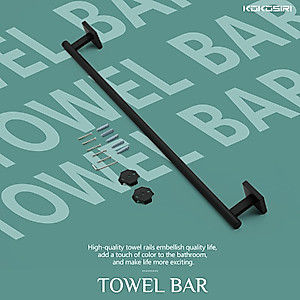 KOKOSIRI Towel Rails Bathroom Towel Bars Matte Black 24 Inch Bath Towel Holder for Cabinet Kitchen Wall Stainless Steel B4005BK-L24