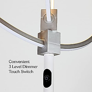 Brightech Eclipse Dimmable LED Floor Lamp, Modern Torchiere Floor Lamp for Living Rooms & Offices – Super Bright Tall Lamp with Dimmable Options for Reading, Standing Lamp Living Room Décor - Silver