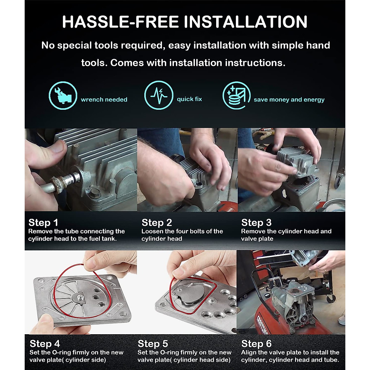 ZAC0032 Compressor Valve Plate Assembly Kit Fit for Craftsman, Dewalt, Porter Cable, DeVilbiss, Black & Decker Oil-less Air Compressors Valve Plate Replacement DAC-280 AC0032 889119 Valve Plate