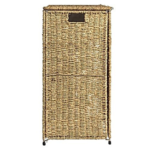 Household Essentials Brown ML-5445 Wicker 3 Compartment Laundry Sorter with Lid | 3 Section Clothes Hamper