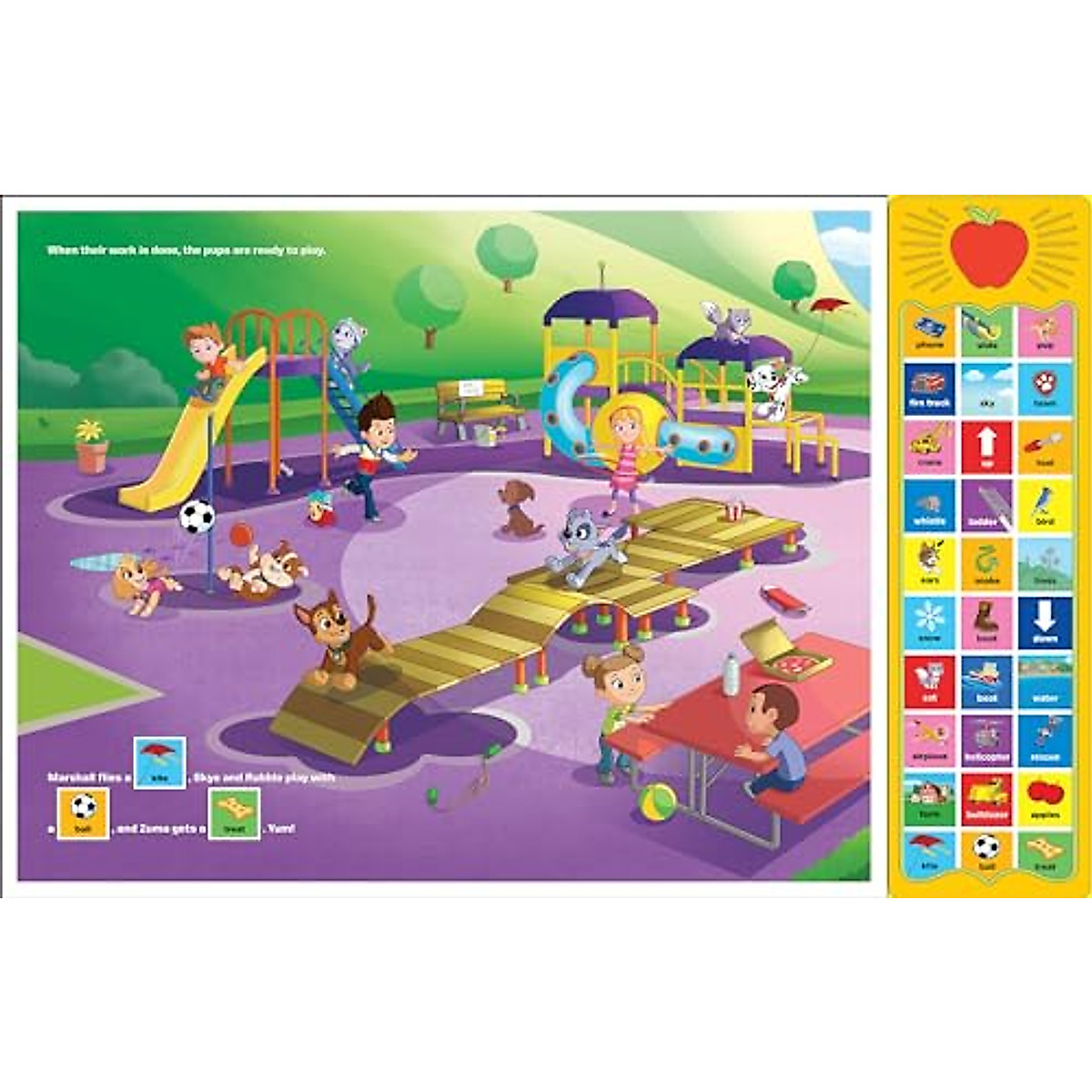PAW Patrol Chase, Skye, Marshall, and More! First Words 30-Button Sound Book Great for Early Learning PI Kids