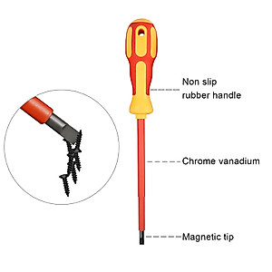 uoboeuq 9 Piece 1000V Insulated Electrician Screwdrivers Set with Magnetic Tips, Slotted and Phillips Bits Non-Slip Grip, with 1 Test pen Electrical screwdriver set