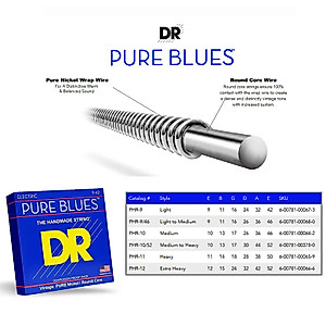 DR Strings Pure Blues Nickel Wound Vintage Style Electric Guitar Strings — 10-46 Gauge