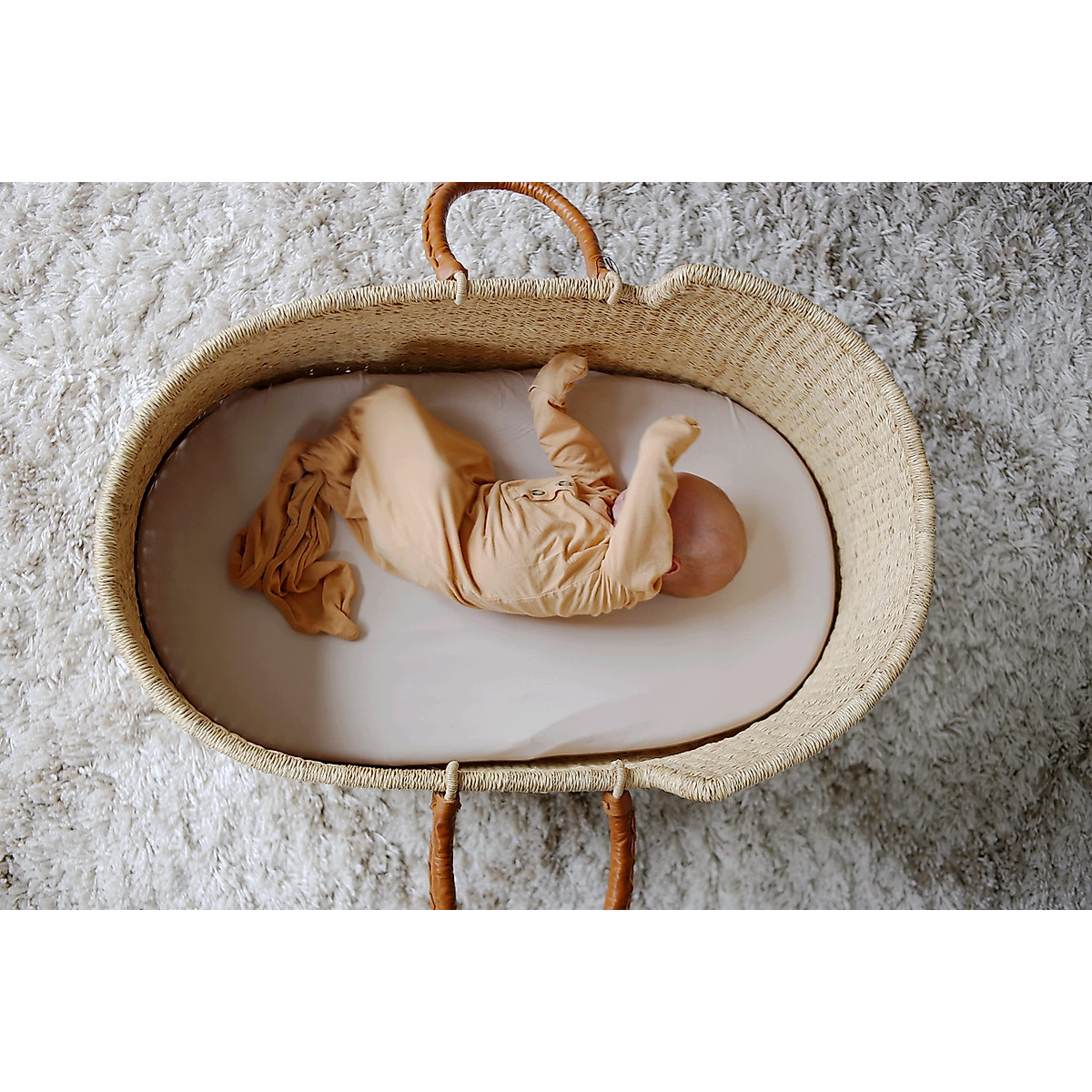 Marlowe & Co Viscose from Bamboo Fitted Bassinet Sheet for Baby Boy and Girl (Natural)